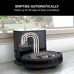 Shark RV912S EZ Robot Vacuum with Self-Empty Base, Bagless, Row-by-Row Cleaning, Perfect for Pet Hair, Compatible with Alexa, Wi-Fi, Dark Gray