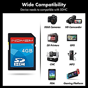 INDMEM SD Card 4GB SDHC Class 4 Flash Memory Card 4 GB Digital Camera Cards 2 Packs