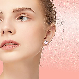 Dazlily Mouse Shape Stud Earrings 925 Sterling Silver Stud Earrings for Women Jewelry (Mouse Pink)