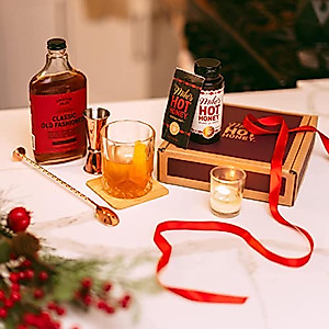 Mike's Hot Honey Cocktail Gift Set - Old Fashioned Cocktail Kit with Rose Gold Cocktail Jigger and Bar Spoon, Classic Old Fashioned Cocktail Mix, Mikes Hot Honey, 2 Coasters & Recipe Book