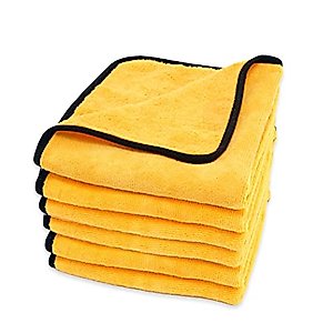 Detailer's Garage Professional Grade Miracle Microfiber Towel, Gold (24 in. x 16 in.) (Pack of 6) (Gold with Black Trim)