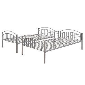Twin Over Twin Metal Bunk Beds, Convertible Bunk Bed Divided into Two Beds for Kids Boys Girls Teens, Silver