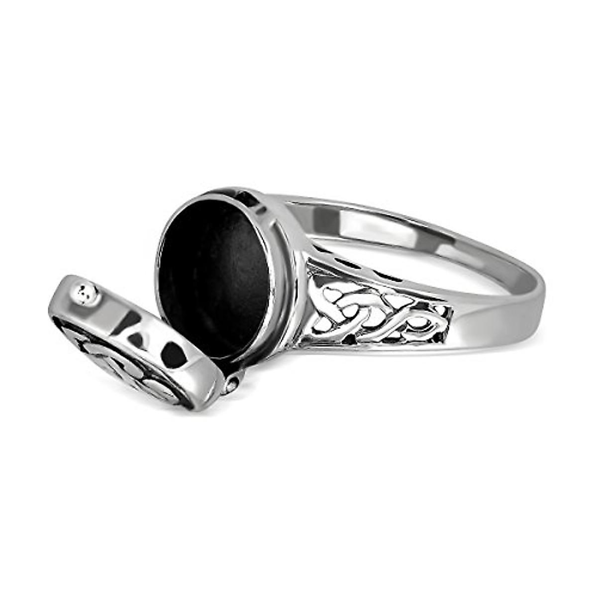 WithLoveSilver 925 Sterling Silver Round Irish Celtic Knot Poison Locket Ring (9)