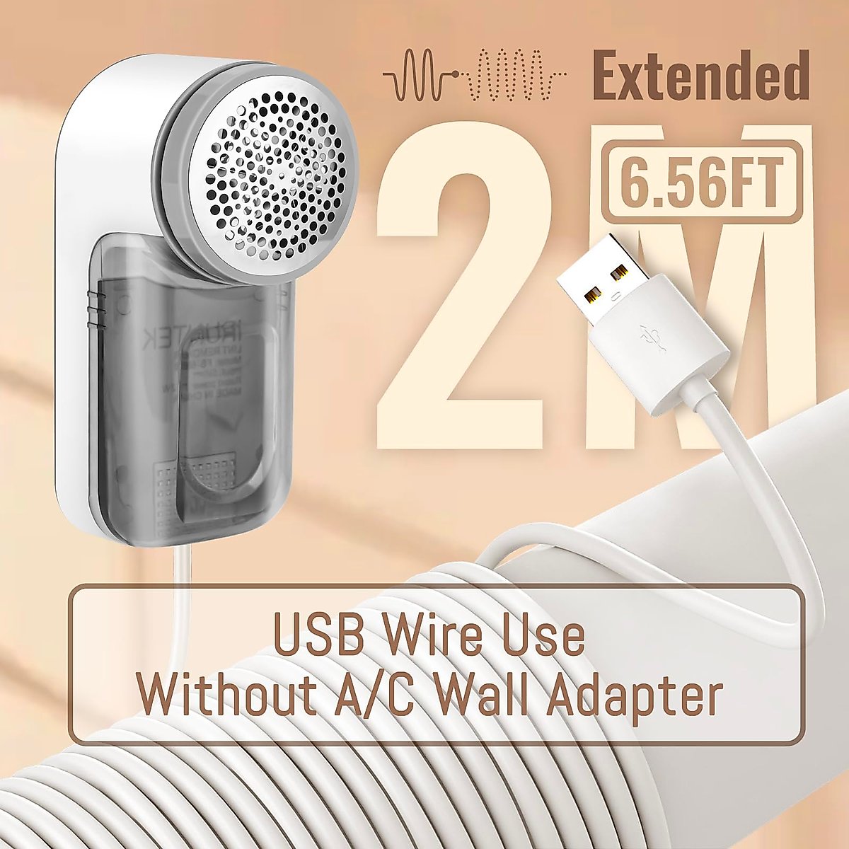 iRUNTEK Fabric Lint Remover Wired Use, USB Powered Shaver and Lint Brush 2 in 1, Sweater Defuzzer Remove Fuzz, Lint Balls, Pills, Bobbles from Clothes, Furniture, Carpet, Couch