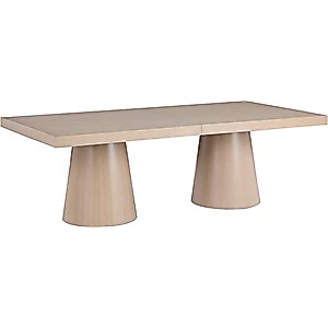 Meridian Furniture 502Oak-T Tavolo Collection Modern | Contemporary Dining Table, Rich Natural Oak Finish, MDF With Natural Oak Veneer, 2 Table Leaves Included, 95" / 113.5" / 132" W x 47.5" D x 31" H