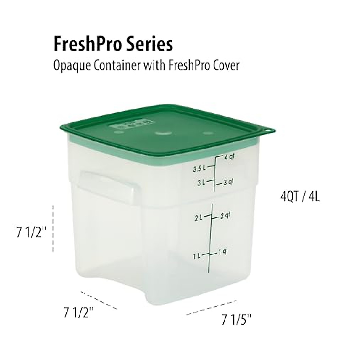 Cambro Food Storage Containers with Lids (BPA-Free) - 4 QT (Quart) Square Food Storage Container with Lid (2 Pack)