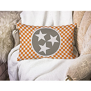 Smooffly Tennessee Flag Pillow Cover, Tennessee Orange Grey Star Flag Cotton Linen Throw Lumbar Waist Pillow Case Cushion Cover Home Office Decorative Rectangle 12 X 20 Inches
