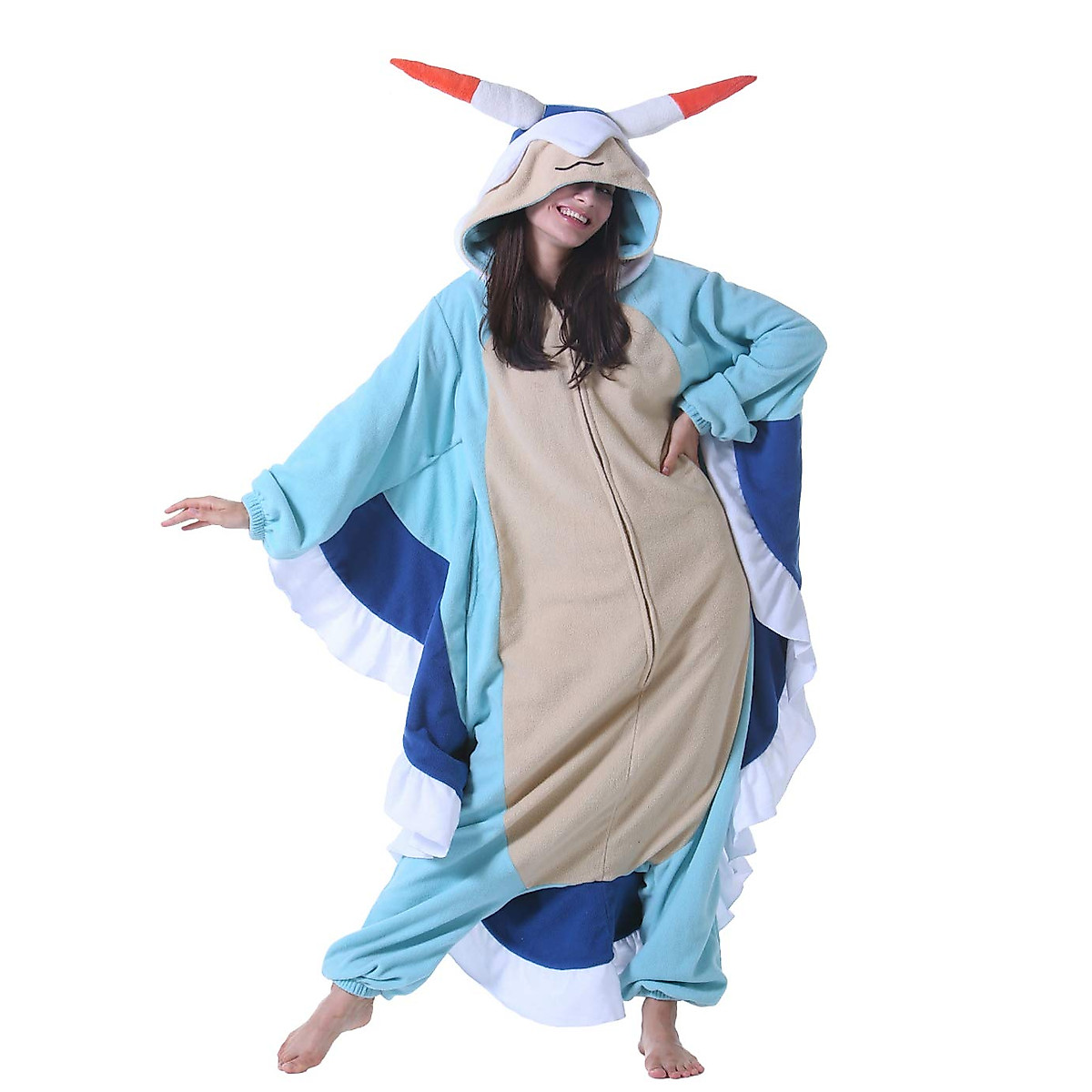 DELEY Unisex Blue Sea Hare Costume Adult Onesie, One Piece Pajamas, Halloween Cosplay Costumes Homewear Jumpsuit