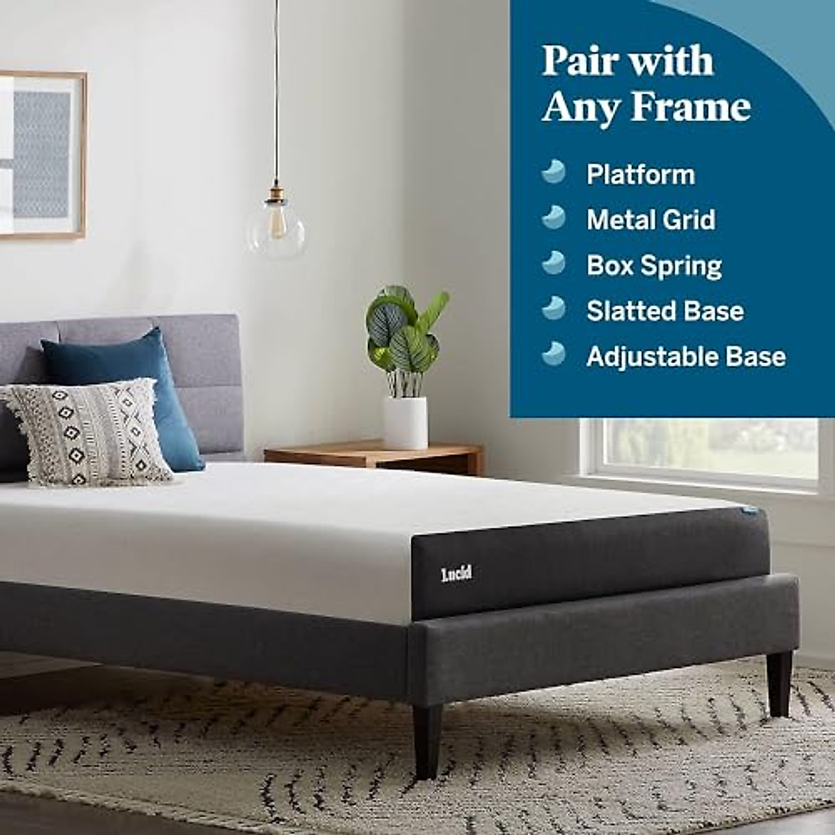 LUCID 12 Inch Memory Foam Mattress - Plush Feel - Memory Foam Infused with Bamboo Charcoal - Gel Infusions - CertiPUR-US Certified - Breathable - Full