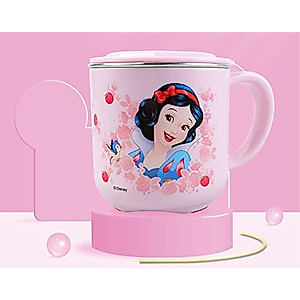 Everyday Delights Disney Princess Snow White Durable ABS Stainless Steel Cup with Lid, 250ml Pink