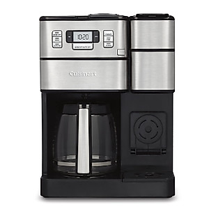 Cuisinart SS-GB1 Coffee Center Grind and Brew Plus, Built-in Coffee Grinder, Coffeemaker and Single-Serve Brewer with 6oz, 8oz and 10oz Serving Size, Black/Silver, 12-Cup Glass