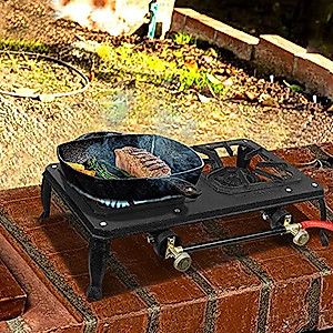 Propane Burner,Gas Burners for Cooking Outdoor,Gas Stove Burner, Camping Stove Propane Portable,Propane Grill Camping Iron Cast, 2 Burners Patio Yard Camping BBQ Cooking