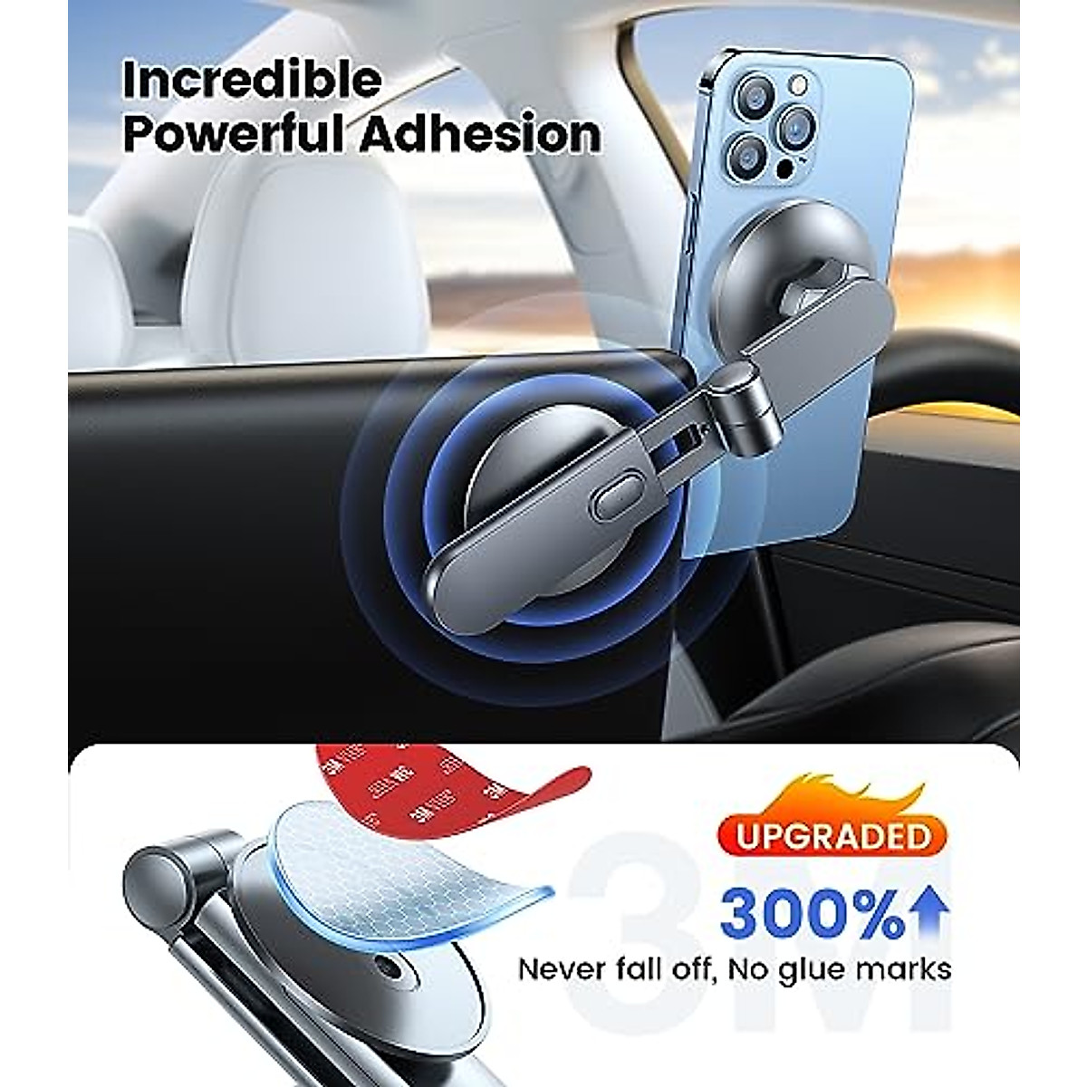 VICSEED Tesla Phone Mount【Strongest Magnet Power】MagSafe Car Mount for Tesla Model 3 Model Y, Foldable Hidden Phone Holder Fit for All Phone, Tesla Model 3 Accessories