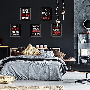 Zonon 7 Pieces Gaming Art Prints Gaming Posters for Gamer Room Decor, Video Game Gamer Wall Decor for Men Boys Kids Playroom Bedroom Home Decoration Man Cave, Unframed (Black and White)