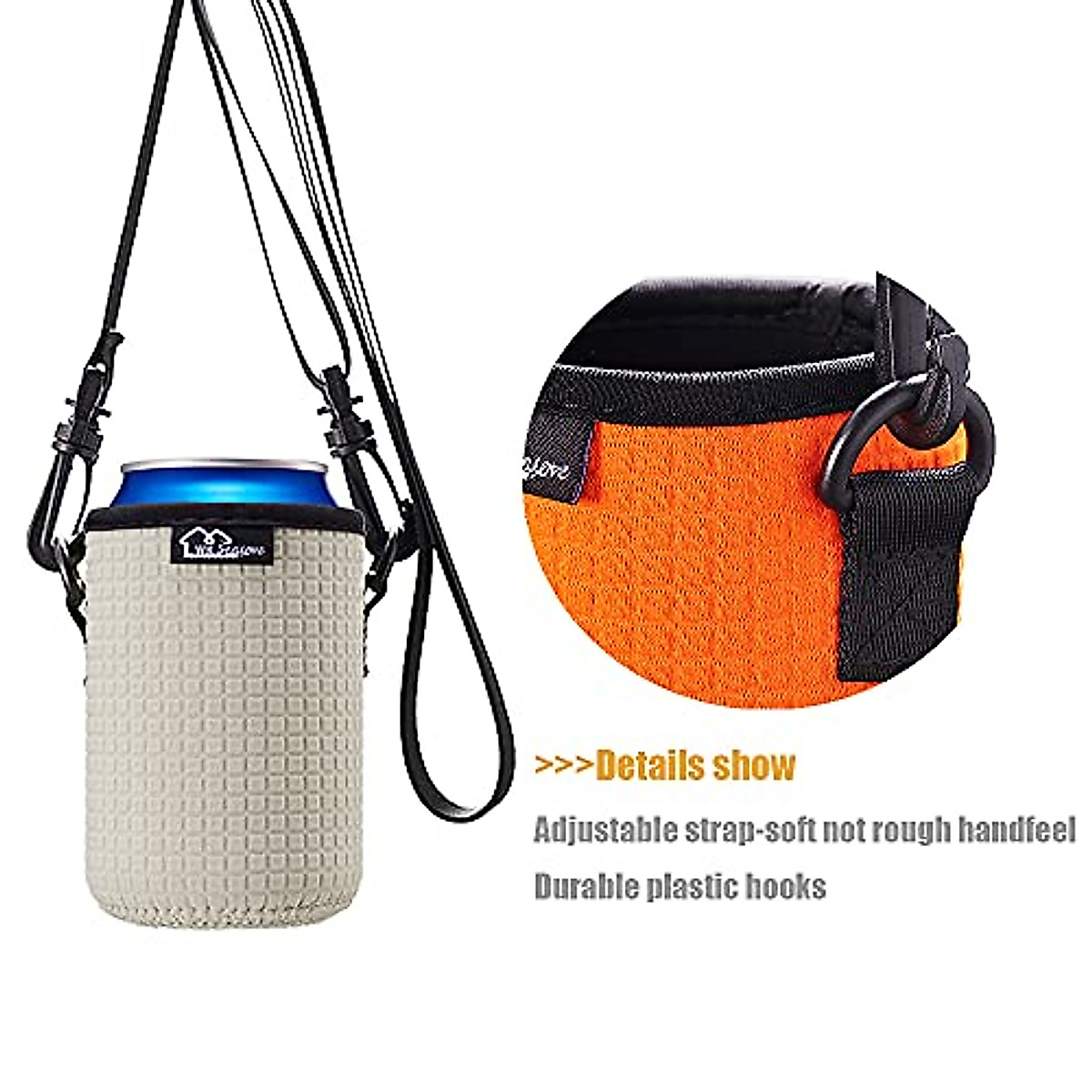 WK IEASON 12oz Standard Can Sleeves Insulators with Shoulder Strap Can Covers Cooler 12OZ Beer Bottle Sleeves Coolers Holder Non-slip Neoprene Can Sleeves 3PC Pack (12oz standard, Black/Yellow/Blue)