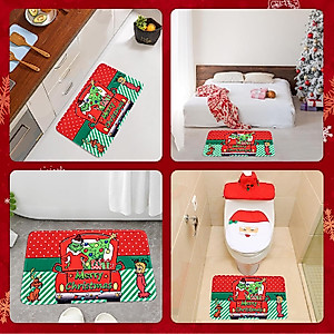 EVECILOO Christma Door Mat, Green Cartoon Character Car Kitchen Rug Decor of Winter Holiday Party Home Decorations Non-Slip, Washable, Stain and Resistant Fade, Car