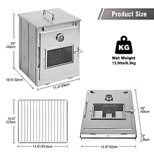 REDCAMP 16" H Foldable Camping Oven with Storage Handbag,Stainless Steel Portable Camping Stove for Baking Cinnamon Rolls, Breads and Muffins with Wood Burning Fire,Propane Stoves,Campers,Baking BBQ