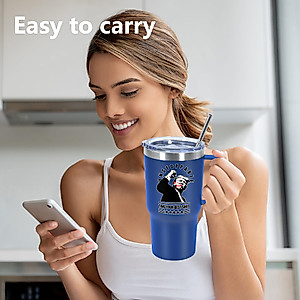 Icesip 20 oz Coffee Travel Mug with Handle, Double Wall Stainless Steel Vacuum Tumbler spill proof, insulated cup coffee mug with lid, straw and handle, Blue 1Pack