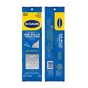 Dr. Scholl's Double Air Pillo +1 pair Insole Unisex (Pack of 6)mens size 7-13, Womens size 5-10