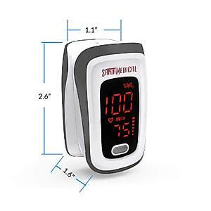Fingertip Pulse Oximeter, Blood Oxygen Saturation Monitor (SpO2) with Pulse Rate Measurements and Pulse Bar Graph, Portable Digital Reading LED Display, Batteries and Carry Case Included