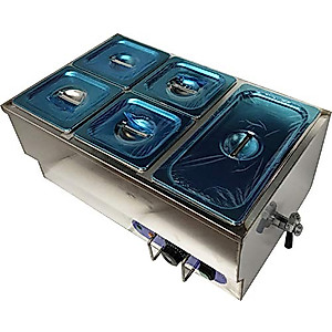 INTBUYING 5 Pan Food Warmer Steam Table Countertop Steamer Kitchen Supply