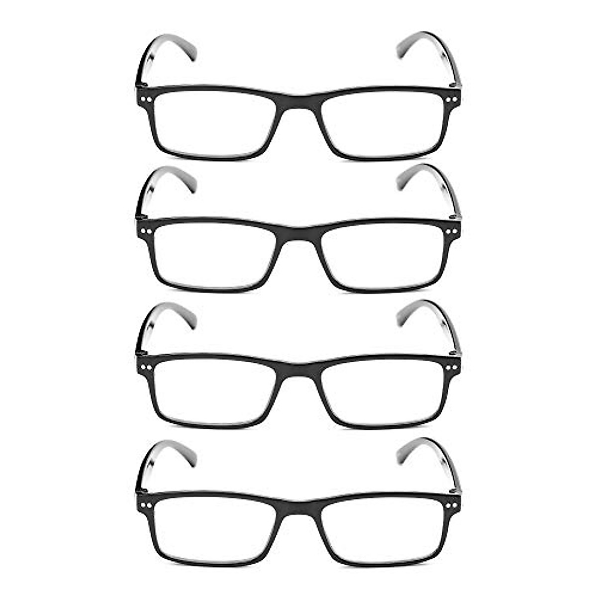 Readers Readers.com Fully Magnified Reading Glasses: The Cordon - 4 Pairs, Classic Rectangle for Women and Men - Black, 2.50