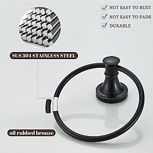 WOLIBEER Bronze Towel Ring, Oil Rubbed Hand Towel Holder Rustic Bathroom Towel Hanger SUS 304 Stainless Steel Towel Rack Wall Mounted