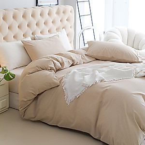 BESTDESIL Duvet Cover Set King Size,100% Washed Cotton Duvet Cover,Rust 3 Pieces Bedding Set,Linen Like Duvet Cover with 2 Pillowcases (Burnt Orange, King)