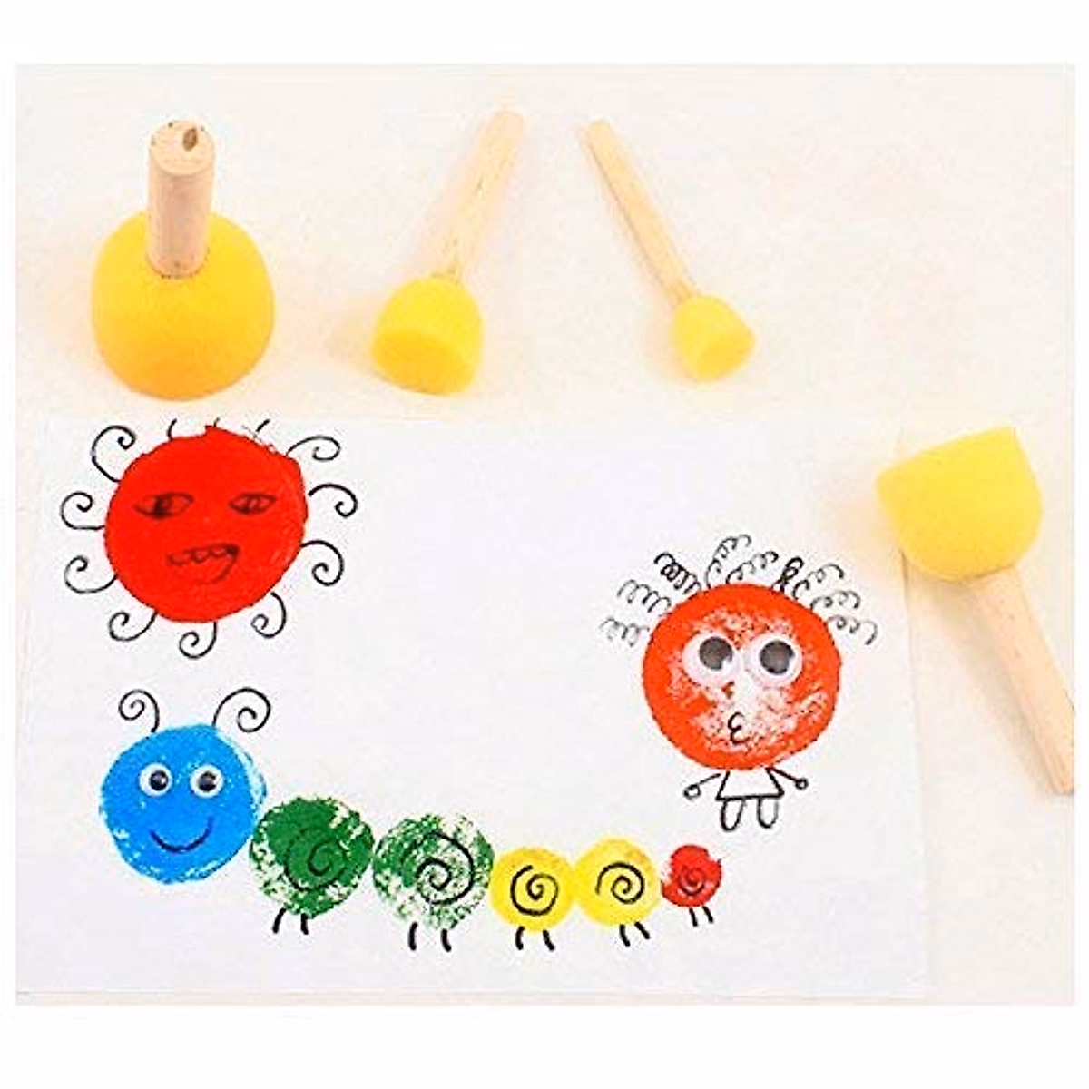 WAFJAMF 20-Pieces Assorted Size Round Sponges Brush Set, Paint Tools for Kids