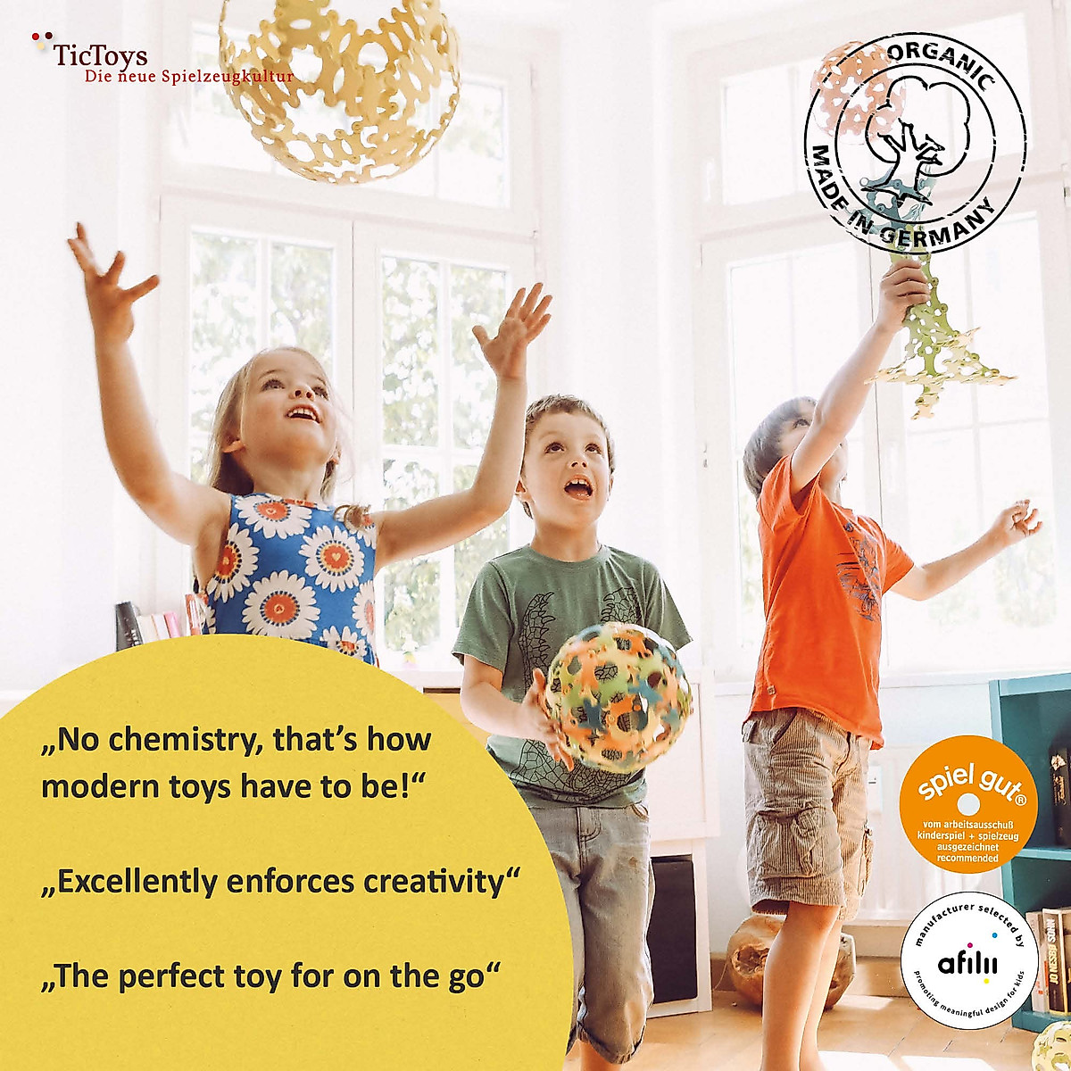 BINABO Construction Toy - Open-Ended, Easy Connections, Create Anything! - Made from 100% Plant-Based Bioplastic (60 Pieces)