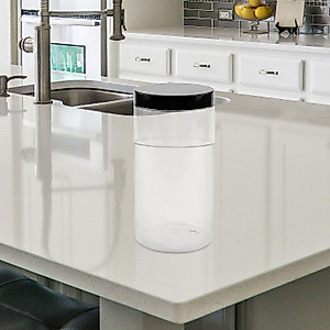 MOUYAT 8 Pack 32oz 1000ml Clear Plastic Storage Jars with Black Lids, 1L Empty Round Plastic Jars, Wide Mouth Food Storage Containers Refillable Jars for Kitchen Storage, Spice, Candy