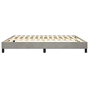 vidaXL Box Spring Bed Frame Home Indoor Bedroom Bed Accessory Wooden Upholstered Double Bed Base Furniture Light Gray 72"x83.9" California King Velvet