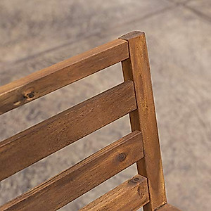 Walker Edison Villa Modern Acacia Wood Patio Chair and Ottoman Set with Cushions, 35 Inch, Brown