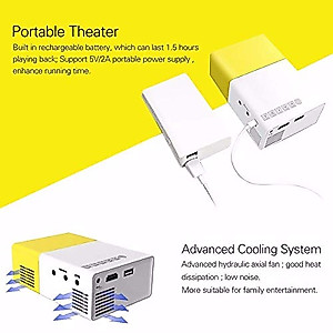 Mini Projector,1080P Full HD LED Video Projector Home Theater Beamer,Indoor&Outdoor Portable Projector,Ideal for Living Room /Bedroom/Camping/Travel/Party