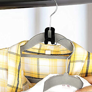 Clothes Hanger Connector Hooks, 60 Pcs Heavy Duty Velvet Clothes Hangers with Cascading Hook, Space Saver Mini Cascading Hangers for Clothes, Closet(Black)