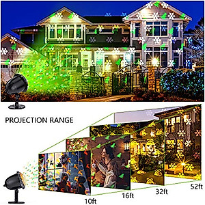 Decorative Lighting Projectors Outdoor, IP65 Waterproof Projection Lamp with Remote Control & Timer Function for Xmas Holiday Party Garden Patio Decoration