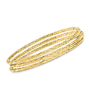Ross-Simons Italian 22kt Gold Over Sterling Jewelry Set: 3 Hammered Bangle Bracelets. 8.5 inches