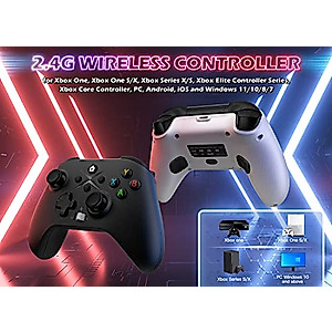 Gamrombo 2 Pack Wireless Controller Replacement for Xbox One, Compatible with Xbox One X/S, Xbox Series X/S, PC Windows 10 11 with Audio Jack & Volume Button/Turbo/Macro/Motion Control & Dual Shock (Black+White)