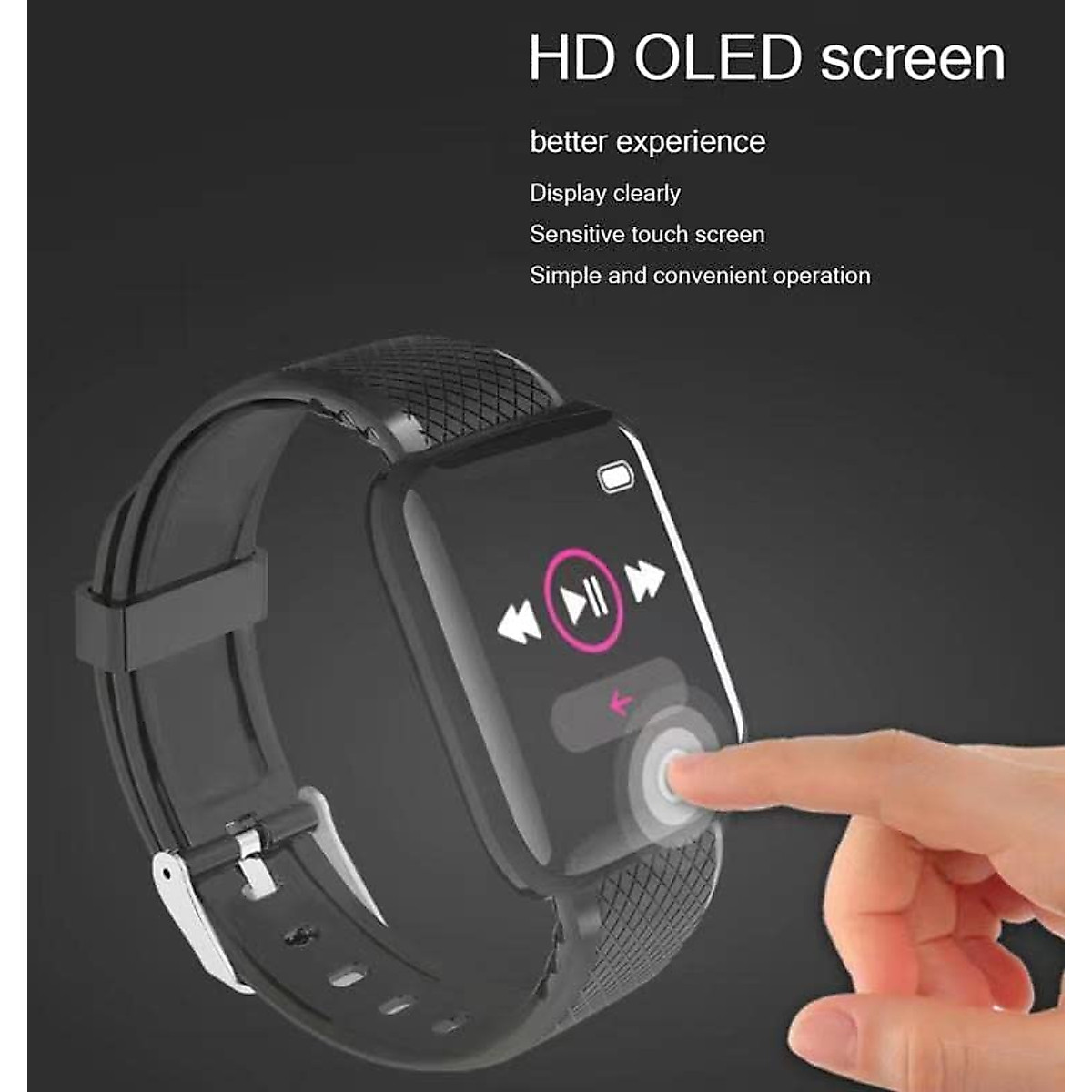 Fitness Tracker Smart Watch for Android iOS Phones,Smart-Watches Fit Watch for Man Women，1.3Inch(Light Black)