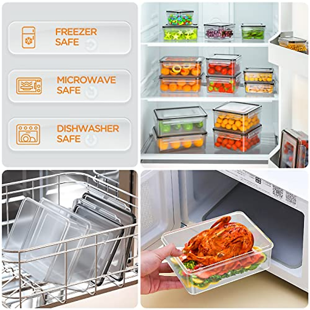 HOMETALL 40 PCS Food Storage Containers with Lids Airtight, 100% Leakproof Plastic Meal-Prep Containers Reusable(20 Containers & 20 Lids),Microwave and Dishwasher Safe, Includes Labels & Pen