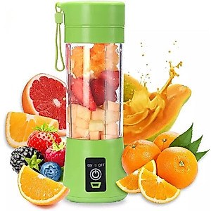 Generic Rechargeable electric orange mini travel fruit portable fresh professional usb extractor cirtrus juicer blender (Green), 7.5X7.5X23CM