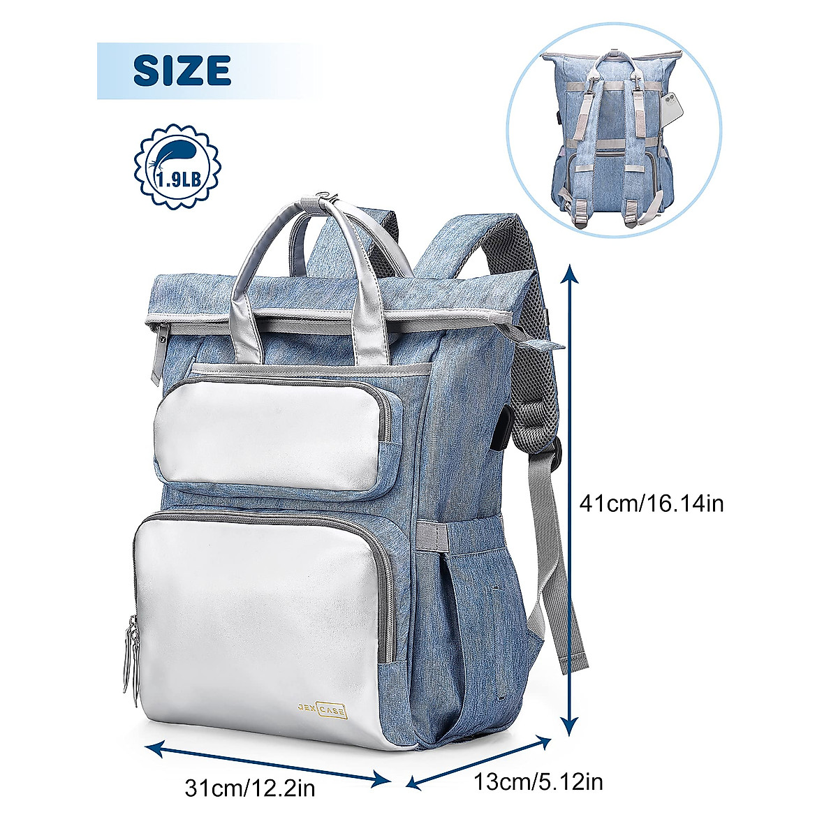 Diaper Bag Backpack, Large Baby Bag, Multi-Functional Travel Back Pack, Waterproof Maternity Nappy Bag Changing Bags with Insulated Pockets Stroller Straps