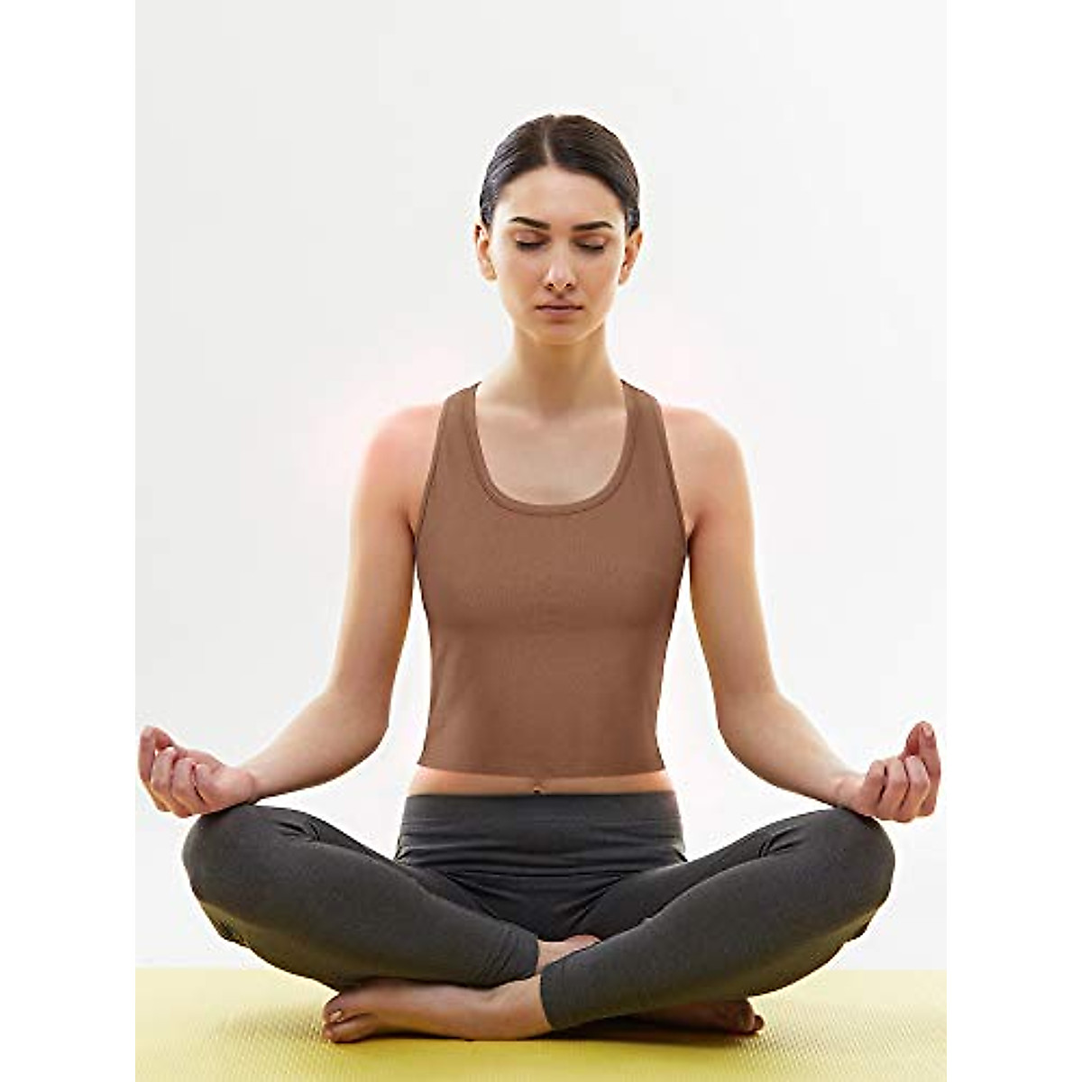 Boao 4 Pieces Basic Tank Tops Sleeveless Racerback Crop Top for Women(Black, White, Army Green, Coffee,Large)