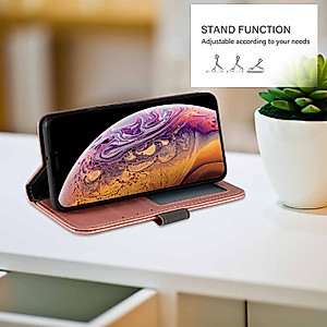 MILEGAO Case for Tecno Camon 17 Pro, Magnetic PU Leather Wallet-Style Business Phone Case,Fashion Flip Case with Card Slot and Kickstand for Tecno Camon 17 Pro 6.8 inches-Rosegold