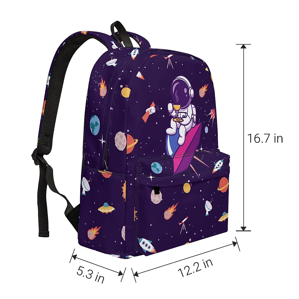 Universe Astronauts Space Backpack - Multi-Pocket Bookbag Travel Book Bags Casual Daypack Durable Lightweight Bag for Laptop