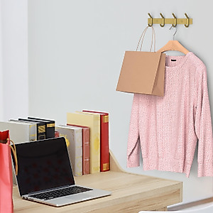 SAYONEYES Brushed Gold Coat Rack Wall Mount with 4 Double Hooks for Hanging – 12 Inch Heavy Duty SUS304 Stainless Steel Rustic Coat Hooks – Hat, Clothes, Purse, Towel Wall Hooks – 1 Pack