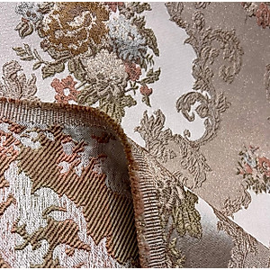 Decora Furnishings Luxurious Woven Jacquard Victorian Floral Damask Design Heavy Fabric for Upholstery Chair Window Treatment Craft - Renaissance Rococo - 54" Width - Fabric by The Yard (Peach)