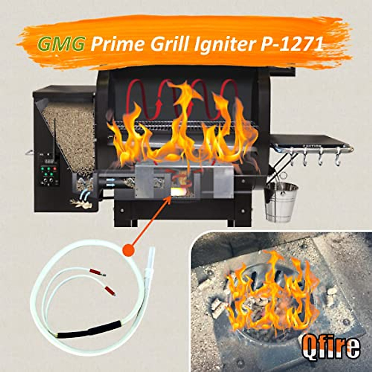 12V 80W Prime igniter Compatible with Green Mountain Grills Jim Bowie Prime & Daniel Boone Prime Models, Replaces Part # GMG P-1271