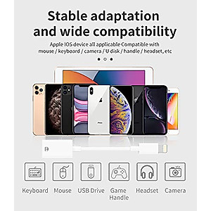 Lightning Male to USB Female Adapter OTG Data Sync Cable Compatible with Iphone13 11 12pro Max Mini XR X XS 8 7 SE Plus for Apple Ipad Air,Camera,3.0 Mouse,Keyboard,Hub,Midi Port Adaptador Connector