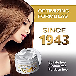 Vitamins Keratin Hair Mask Deep Conditioner - Biotin Protein with Castor Oil Repair for Dry Damaged and Color Treated Hair - Conditioning Treatment for Curly or Straight Thin Fine Hair